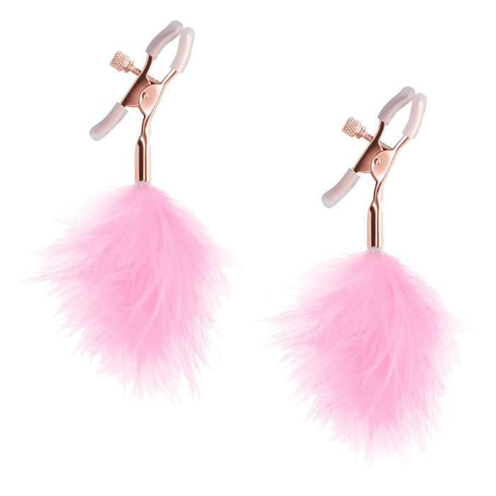 Adjustable Pink Feather Rose Gold Nipple Clamps – CB-X