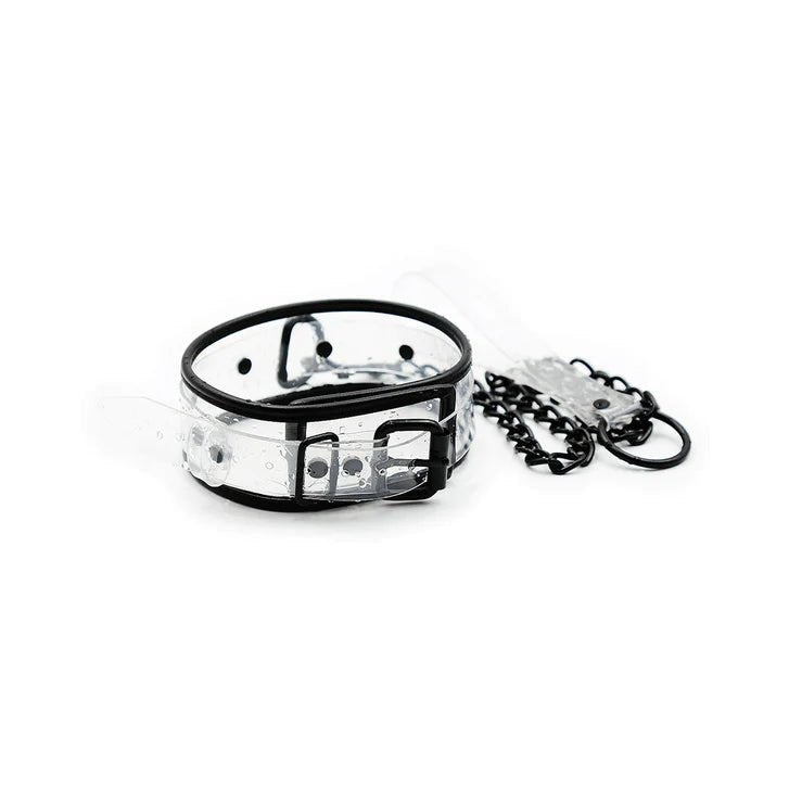 Plesur Clear Bdsm Collar And Leash With Black Chain